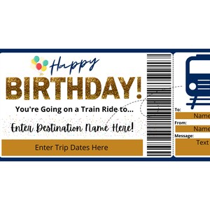 Train Boarding Pass. Train Ticket Template. Train Ride Gift. Train ...