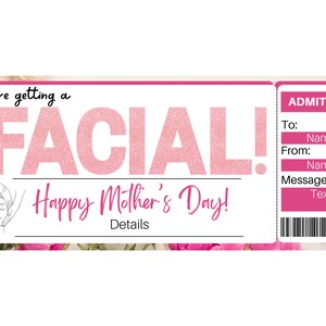 Facial Gift Certificate. Facial Coupon. Facial Certificate. Spa Ticket ...
