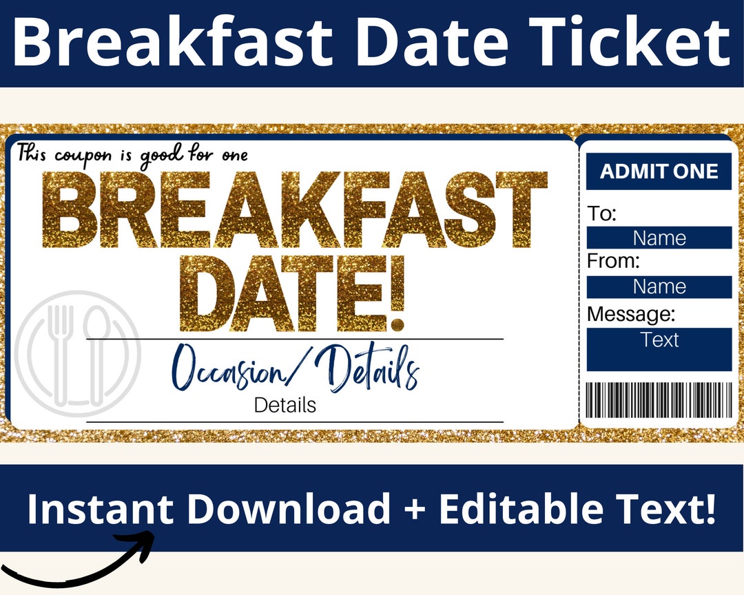 Breakfast Gift Ticket. Breakfast Ticket. Breakfast Invite. Breakfast ...