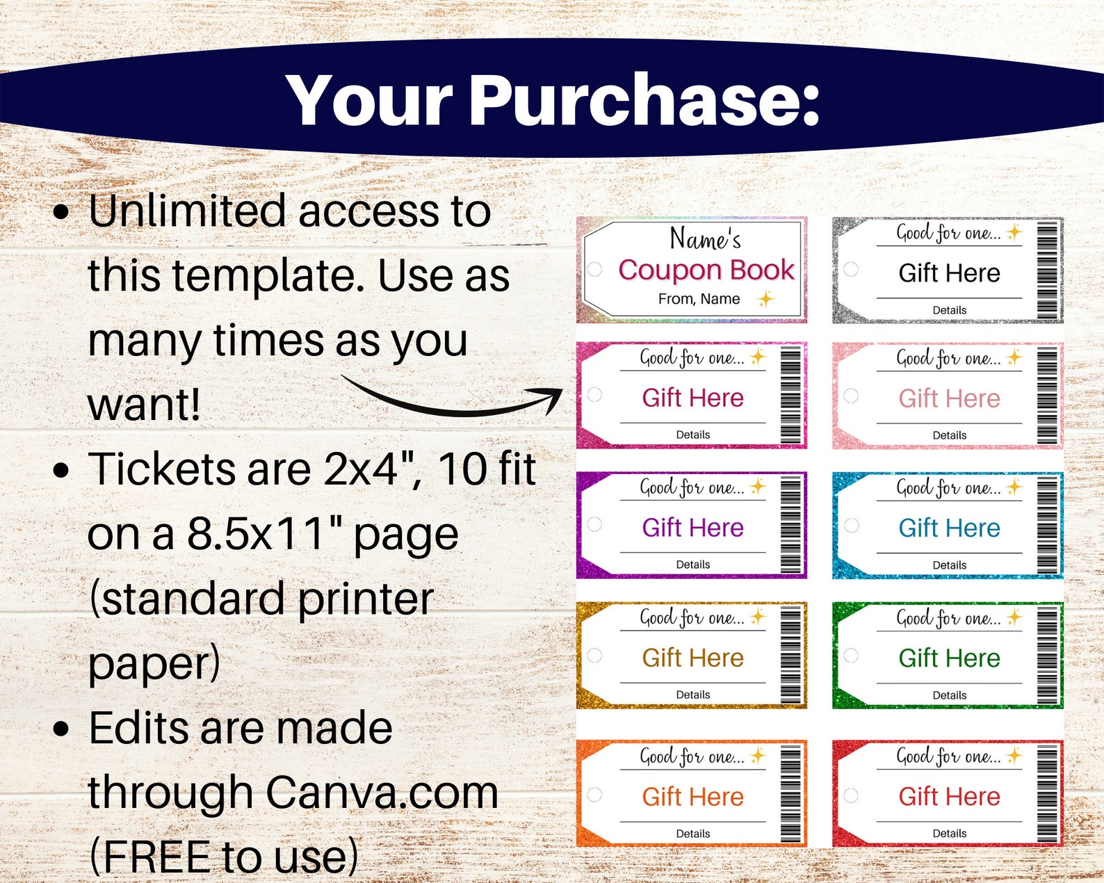 Coupon Book Template. Printable Coupon Book. Editable Coupon - Etsy