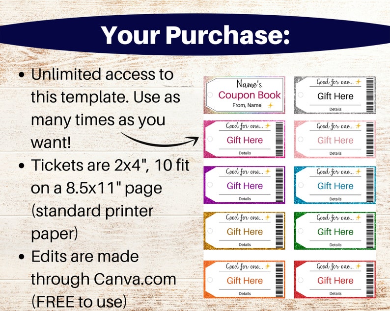 Coupon Book Template. Printable Coupon Book. Editable Coupon - Etsy