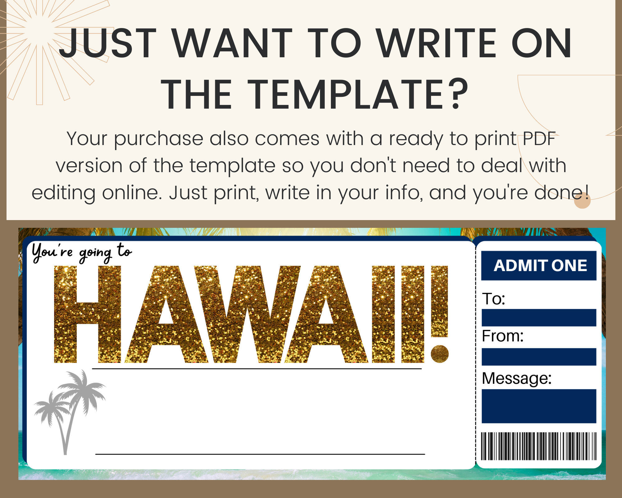 Hawaii Ticket. Hawaii Boarding Pass. Hawaii Trip Ticket. - Etsy