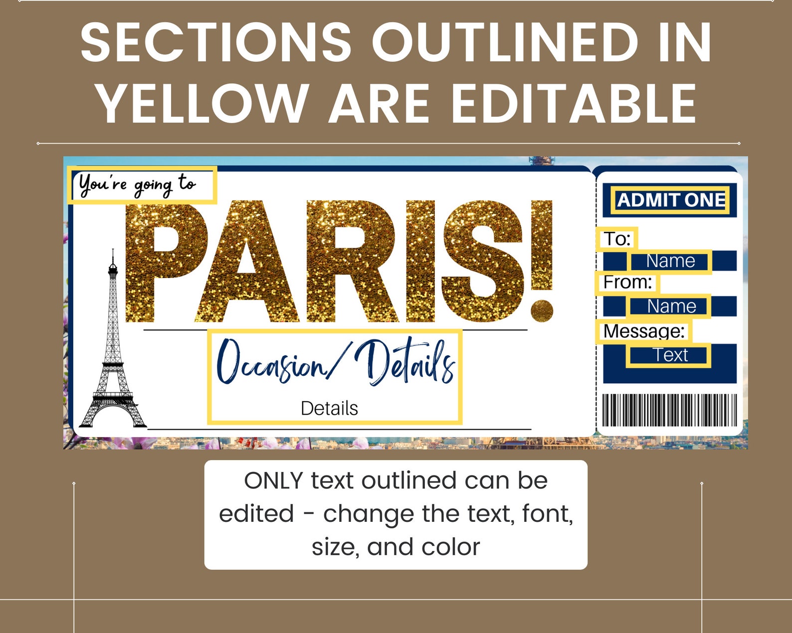 Paris Ticket. Paris Boarding Pass. Paris Trip Reveal. Paris Travel Gift ...