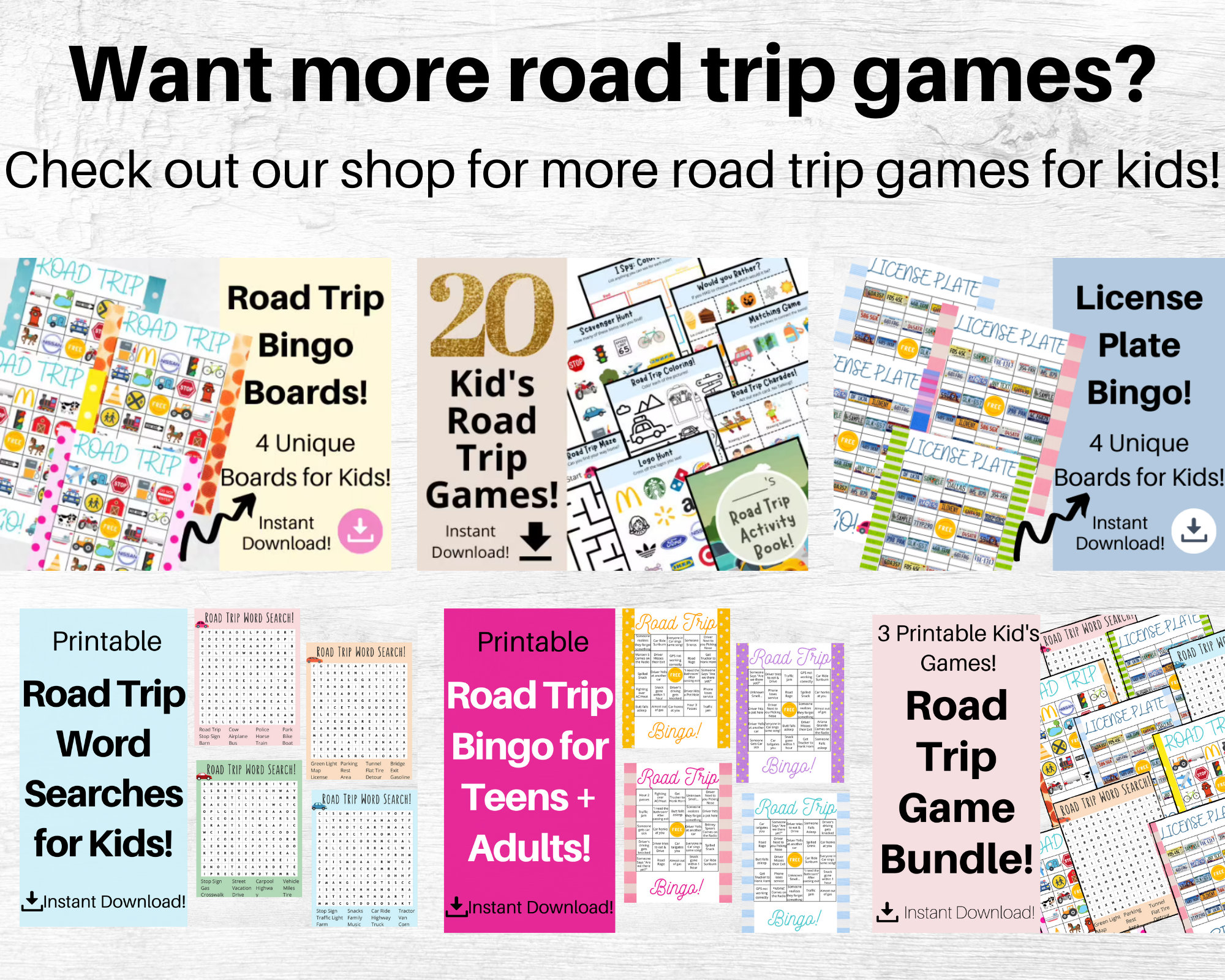 Road Trip Games. Travel Gifts for Bloggers. Road Trip Bingo | Etsy