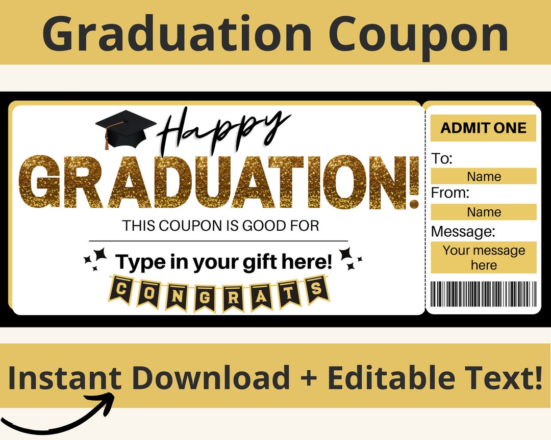 Printable Graduation Coupon. Graduation Gifts. Editable Coupons ...