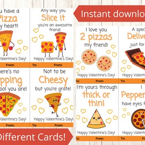 Pizza Valentines Cards. Pizza Valentines Kids. Printable Valentine ...