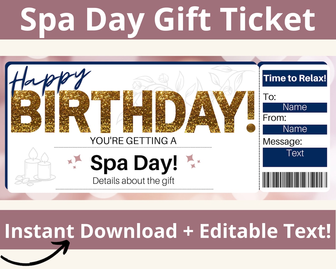 Spa Ticket. Spa Day Gift. Spa Day Ticket. Surprise Ticket. Massage Gift ...