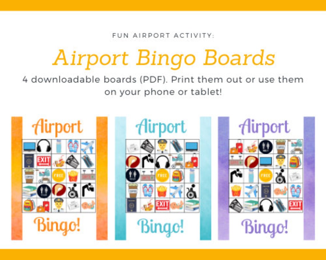 Airport Bingo for Kids! Airport Game for Kids. Travel Bingo for Kids ...
