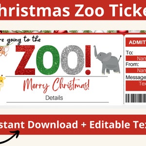 Christmas Zoo Ticket Printable. Zoo Gift Certificate. Zoo - Etsy