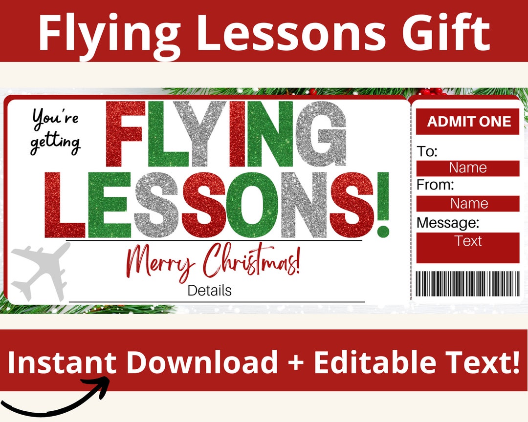 Flying Lesson Certificate. Flying Gift. Flying Airplanes Lessons ...