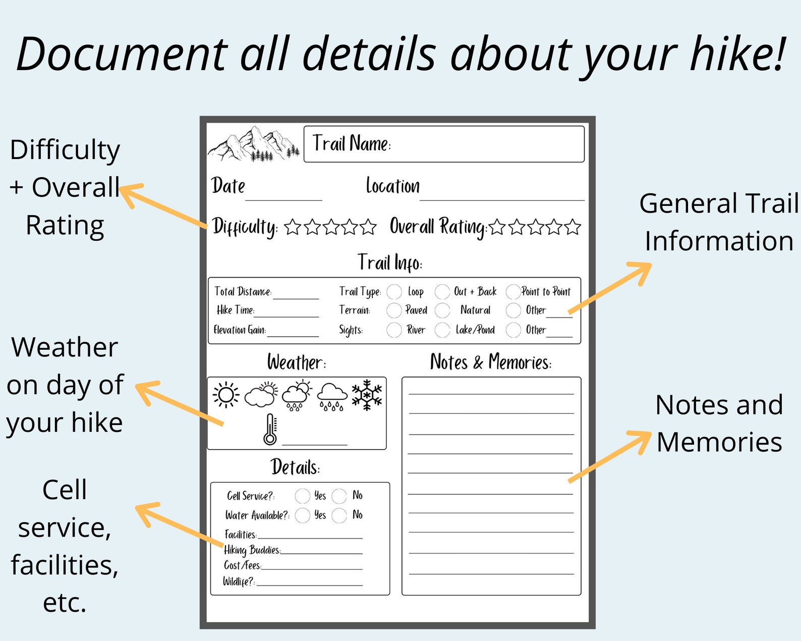 Hiking Log. Hiking Log Book. Hiking Tracker. Trail Log. Hiking - Etsy