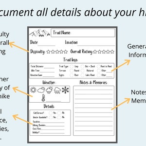 Hiking Log. Hiking Log Book. Hiking Tracker. Trail Log. Hiking Journal ...