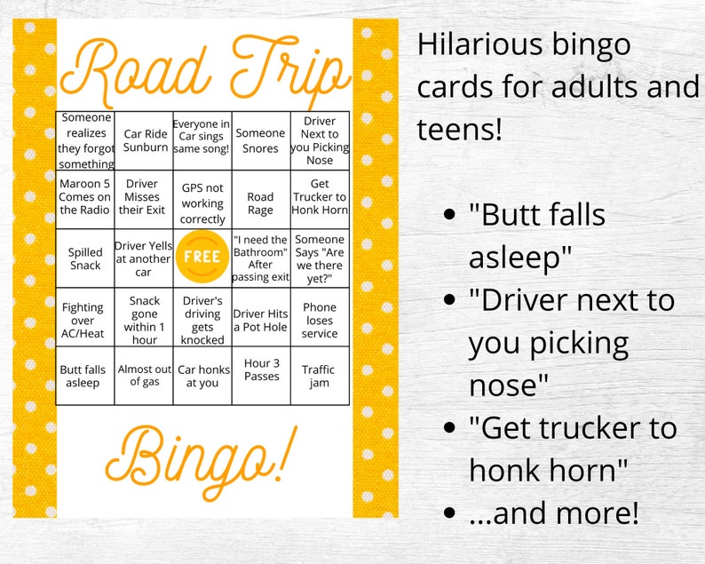 Road Trip Bingo Game Printable, Road Trip Activities for Kids, Car Trip ...