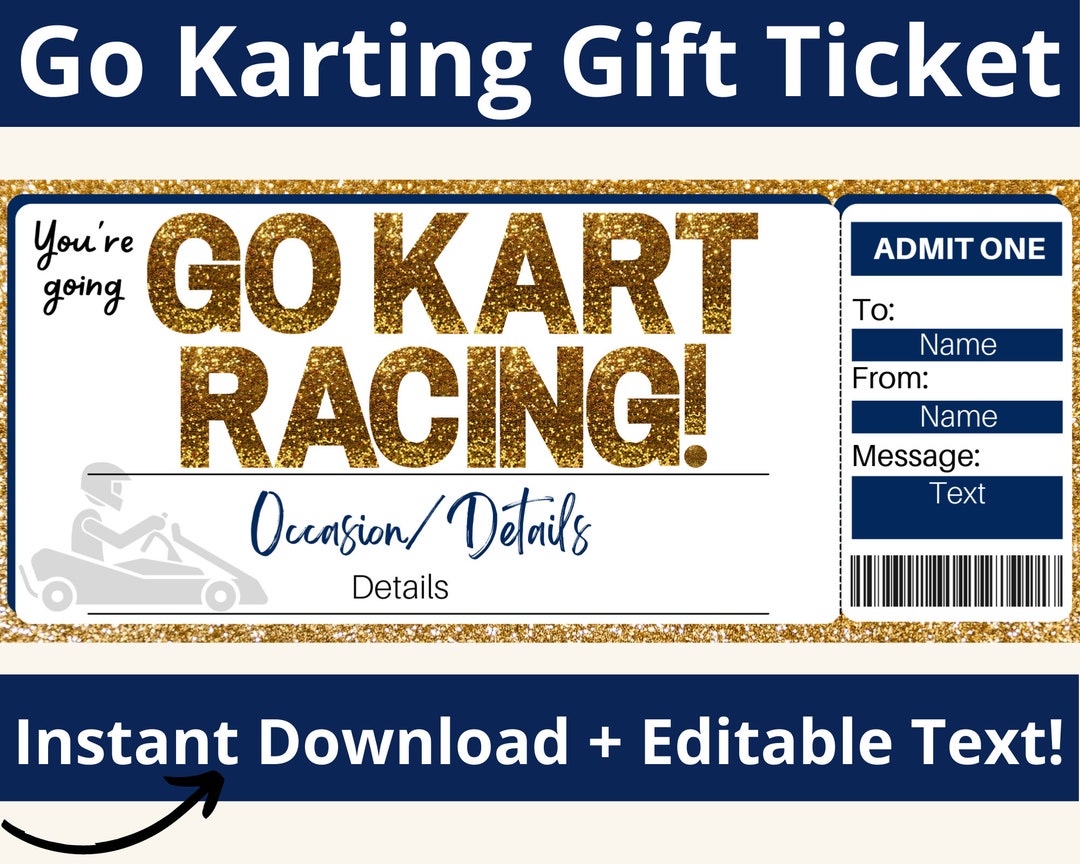 Go Kart Ticket. Go Karting Gift Certificate. Go Kart Racing Ticket. Go Kart Coupon. Go Kart Gift ...