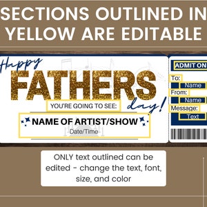 Fathers Day Concert Ticket Gift. Printable Concert Ticket. Concert Gift ...