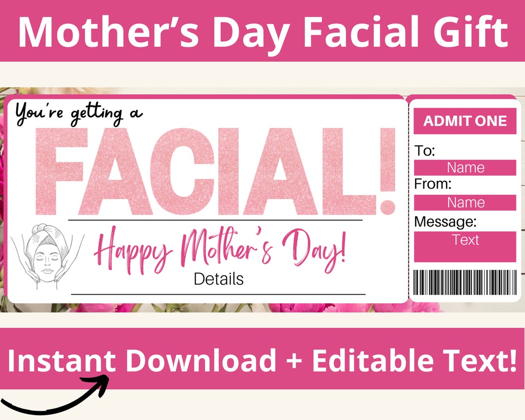 Facial Gift Certificate. Facial Coupon. Facial Certificate. Spa Ticket ...