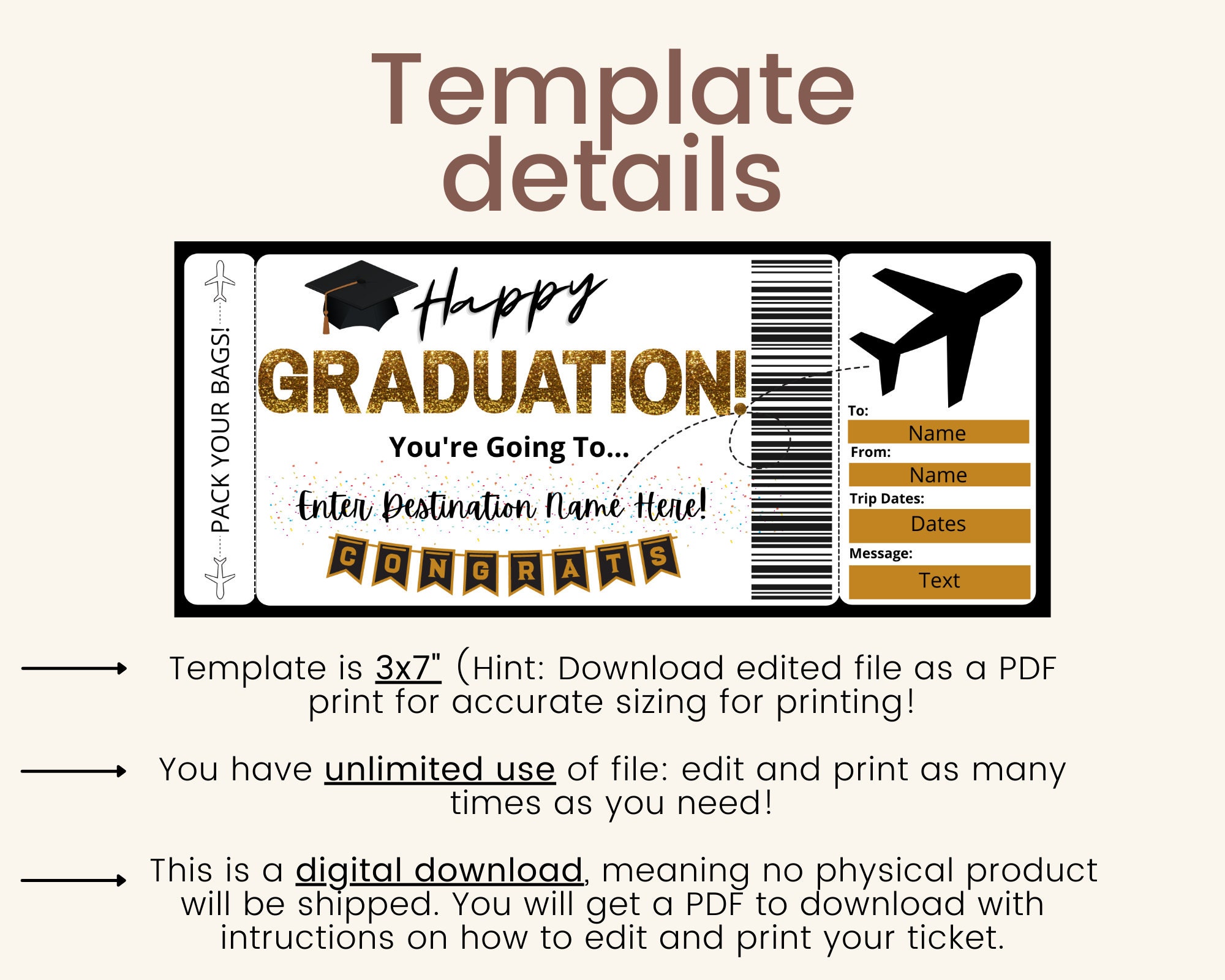 Graduation Boarding Pass. Graduation Ticket. Graduation Gifts. - Etsy