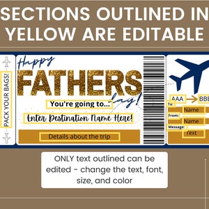 Fathers Day Boarding Pass Template, Surprise Vacation Trip Ticket ...