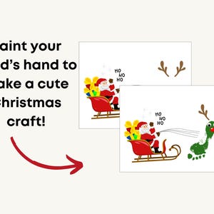 Santa Handprint Art Printable, Christmas Craft for Kids, Fingerprint ...