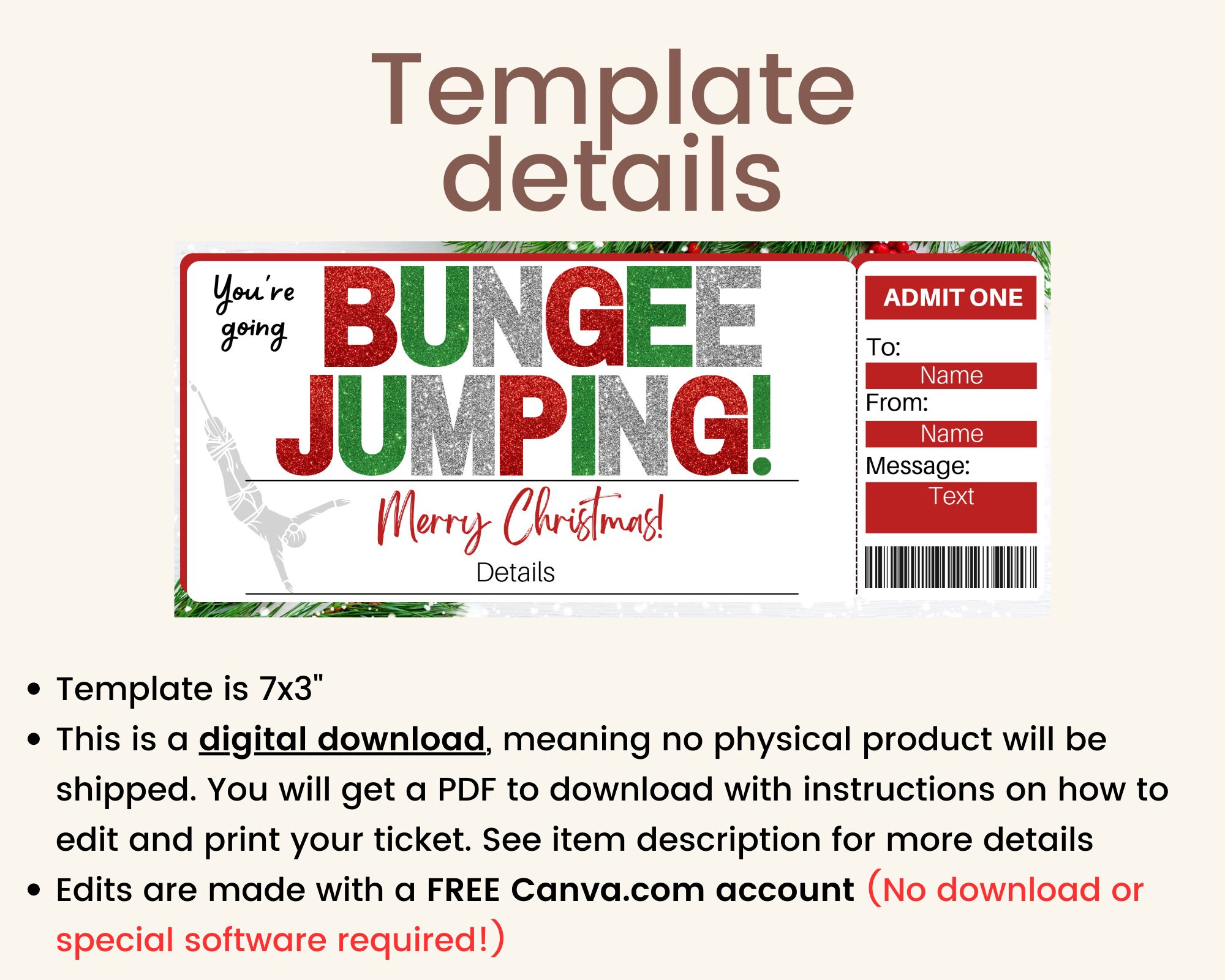 Bungee Jumping Gift Ticket. Bungee Jump Ticket. Bungee Jumping Gift ...