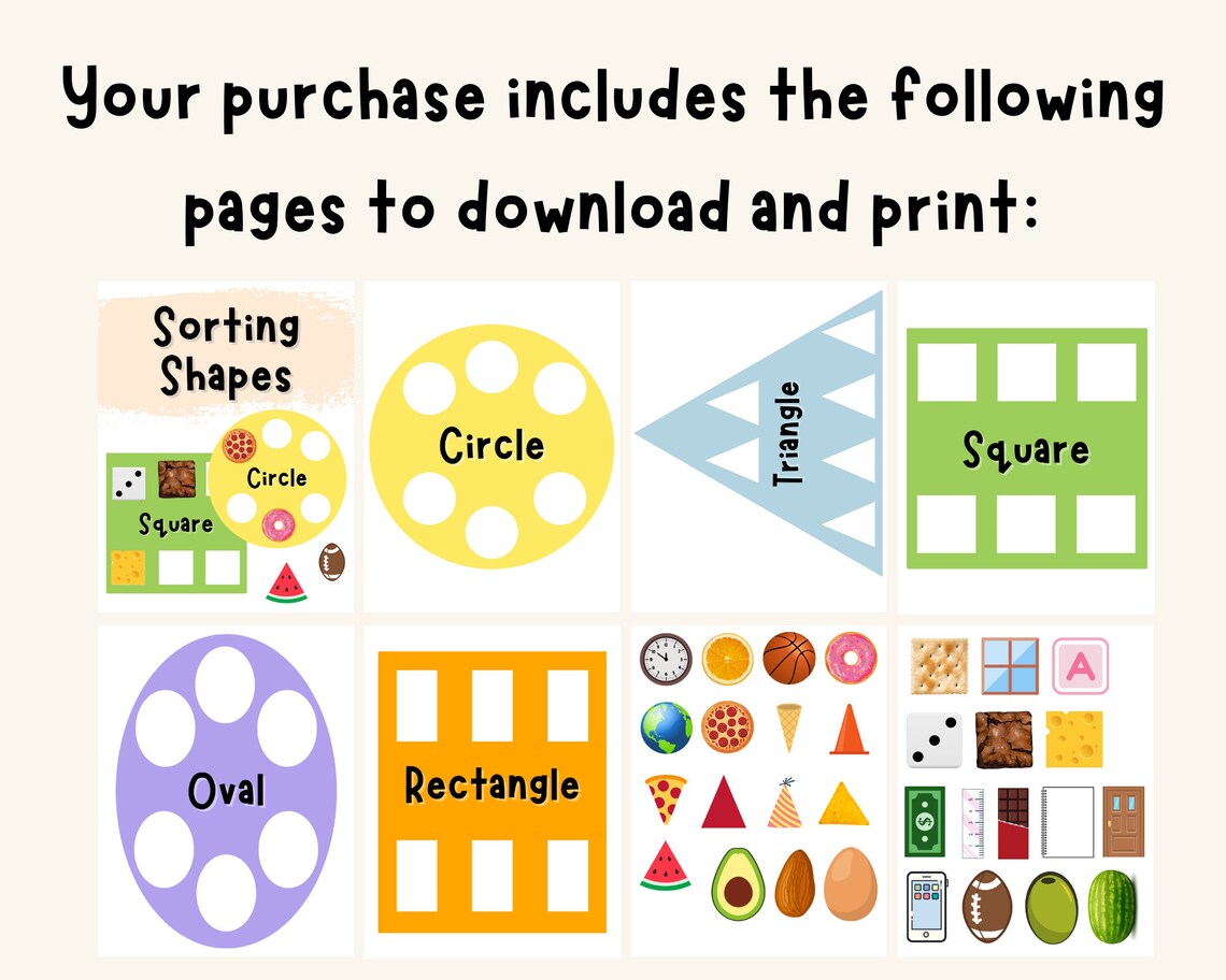 Shape Matching Worksheets. Shape Sorting. Shape Worksheet. - Etsy