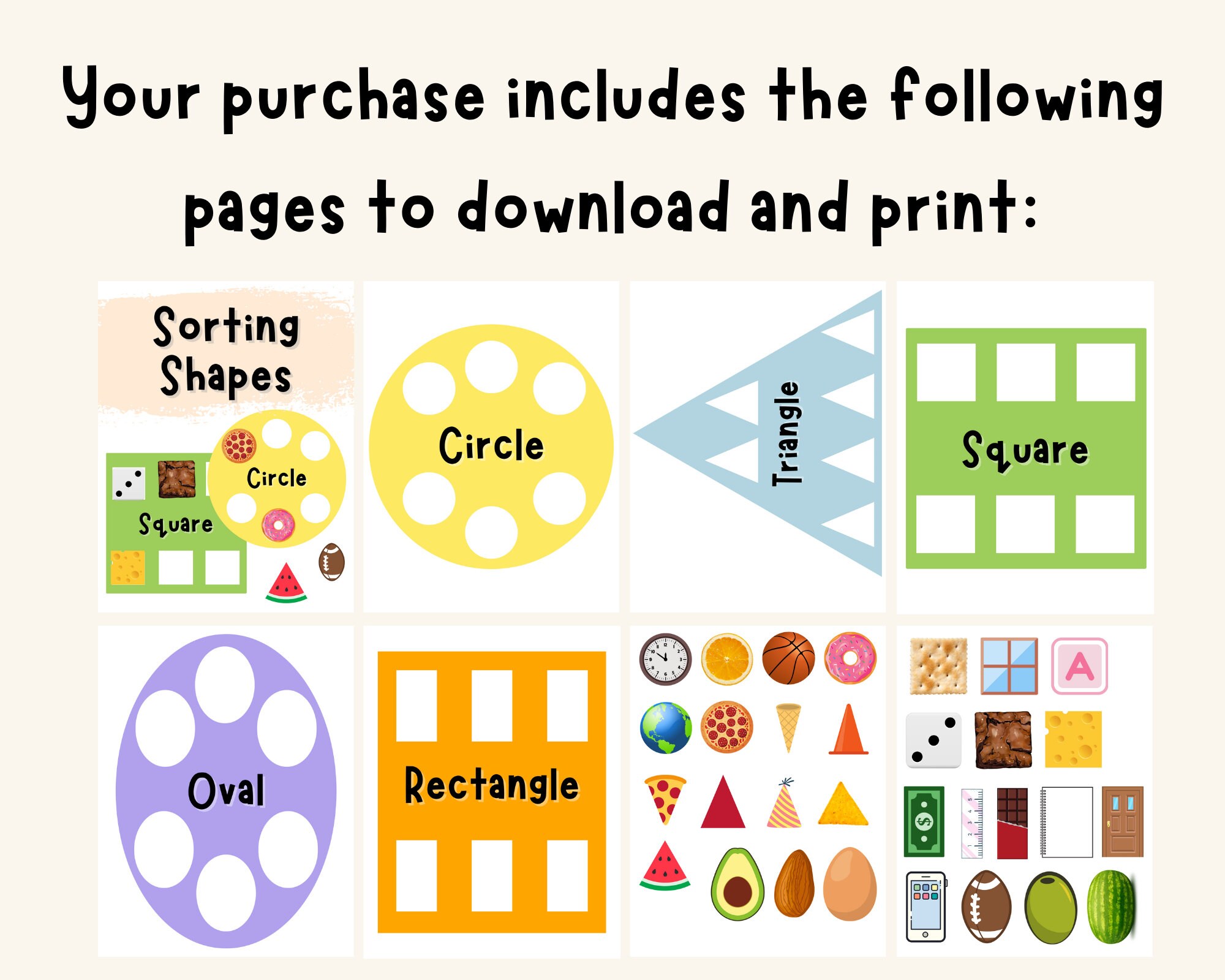 Shape Matching Worksheets. Shape Sorting. Shape Worksheet. - Etsy