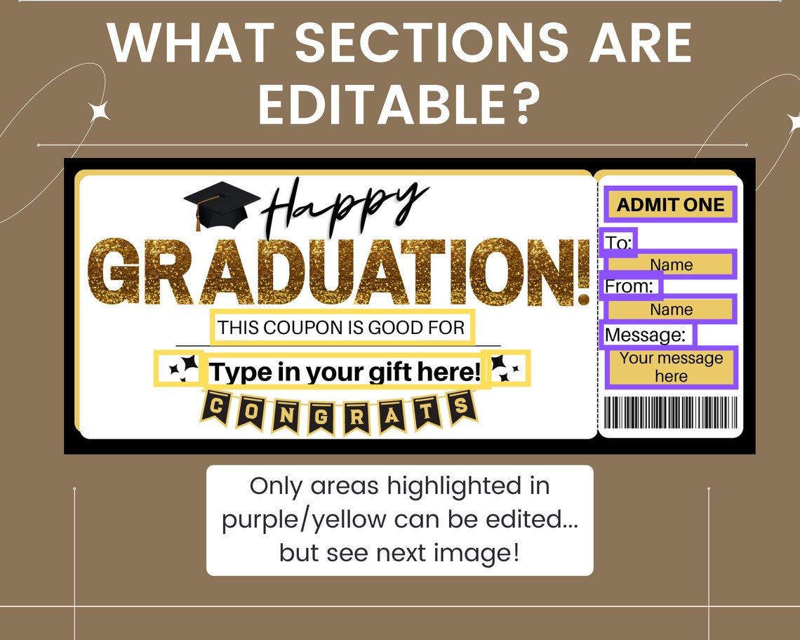 Printable Graduation Coupon. Graduation Gifts. Editable | Etsy