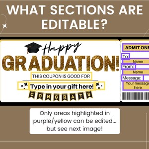 Printable Graduation Coupon. Graduation Gifts. Editable | Etsy