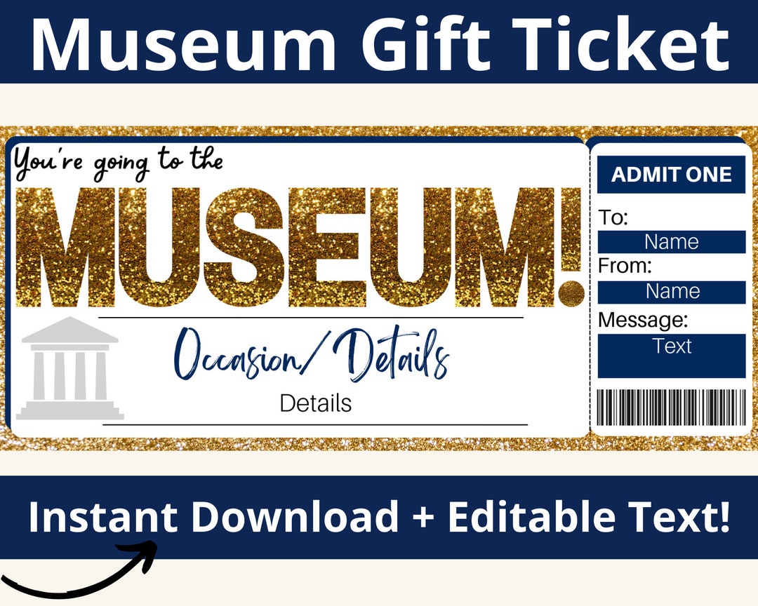 Museum Ticket Template. Museum Gift Certificate. Museum - Etsy