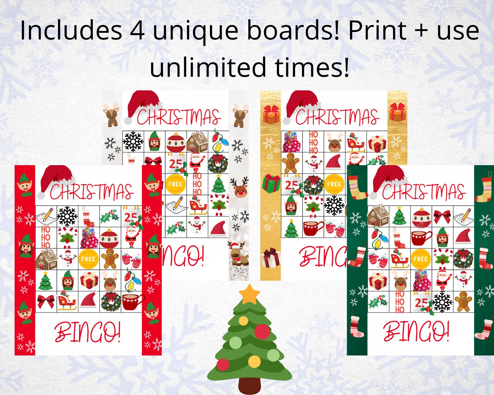 Christmas Bingo Boards Christmas Bingo Games for Kids - Etsy