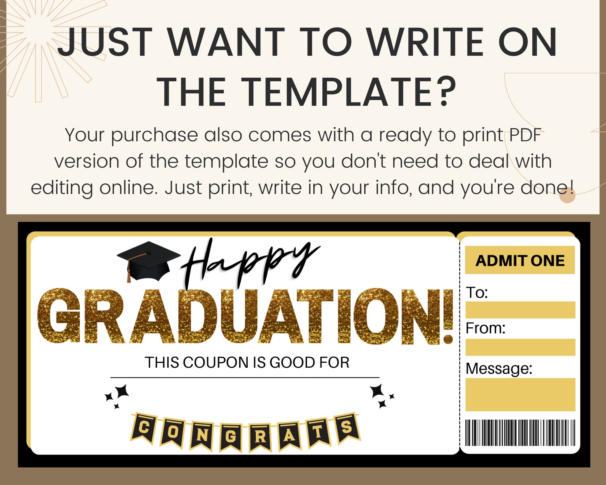 Printable Graduation Coupon. Graduation Gifts. Editable | Etsy