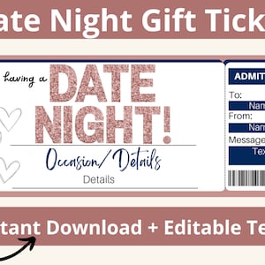 Date Night Coupon Template. Date Night Tickets. Date Coupons. Date ...