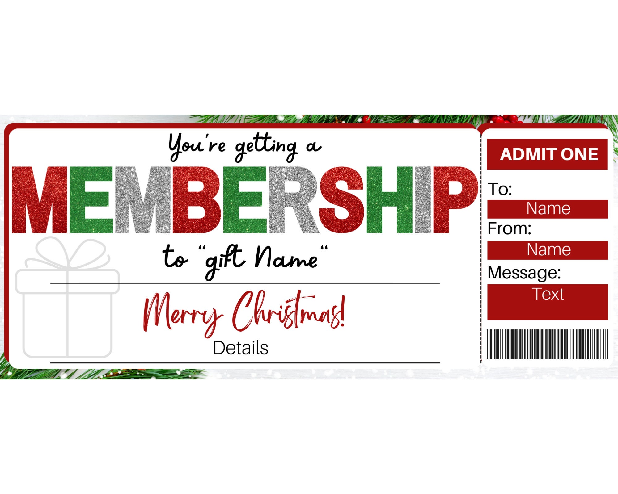 Membership Gift Certificate Template, Subscription Ticket Voucher ...