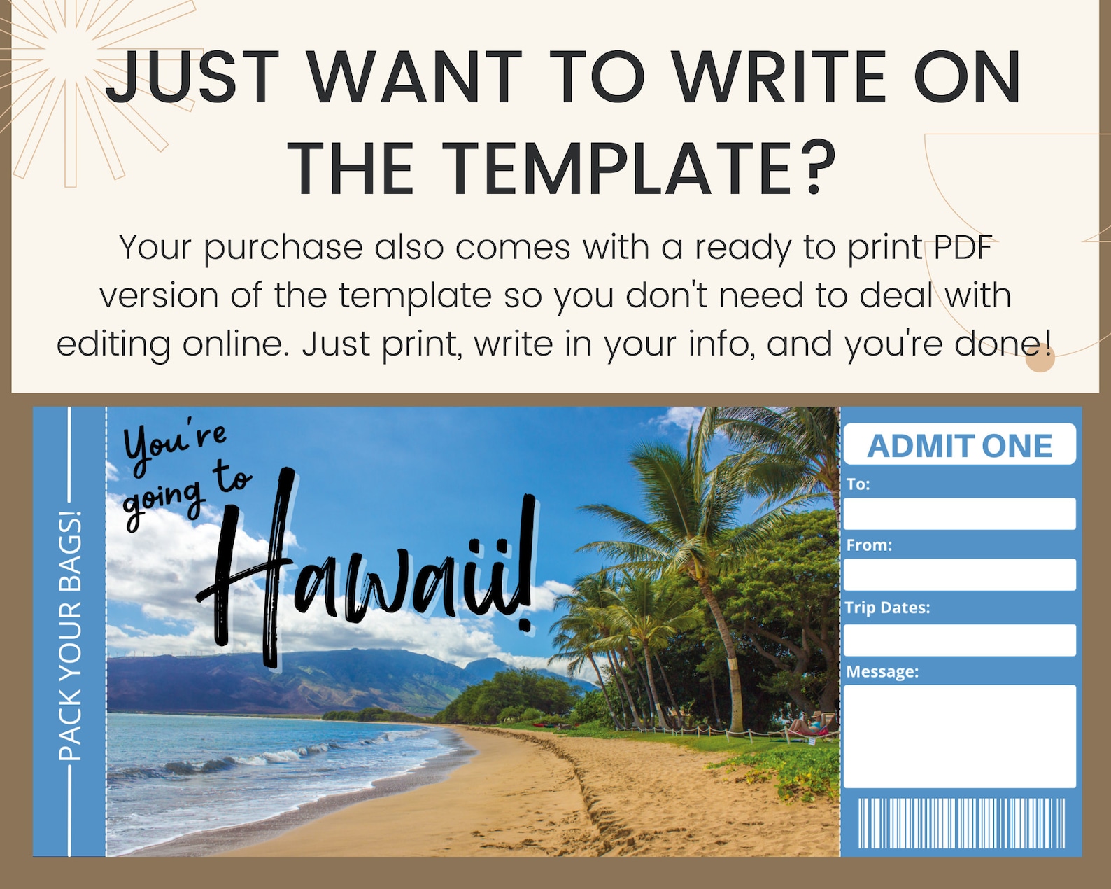 Hawaii Ticket. Hawaii Boarding Pass. Hawaii Trip Ticket. - Etsy