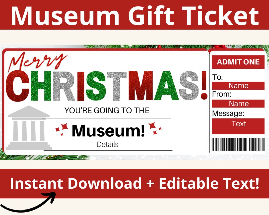 Museum Ticket Template. Museum Gift Certificate. Museum - Etsy
