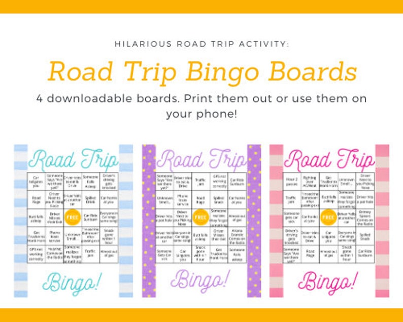 Road Trip Bingo. Road Trip Games. Road Trip Activities. Road - Etsy