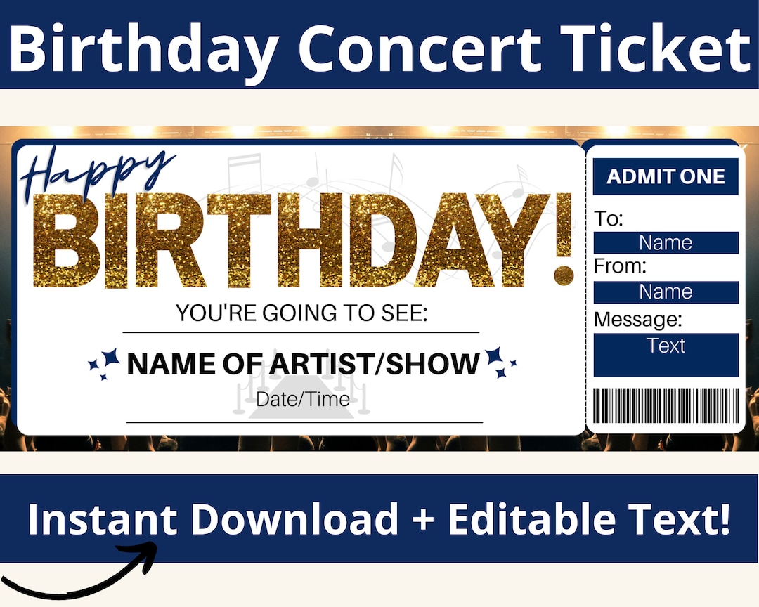 Concert Ticket Template. Concert Ticket Surprise. Birthday Concert ...