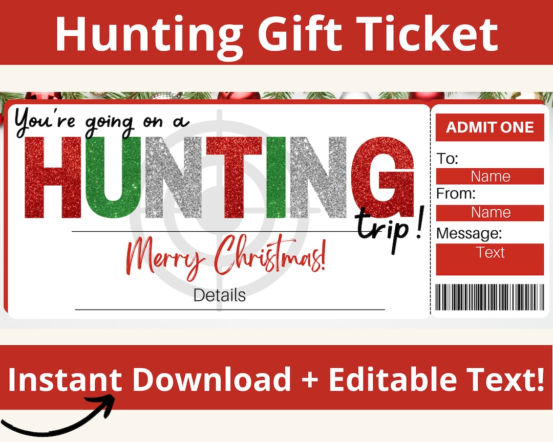 Christmas Hunting Trip Ticket. Hunting Gifts. Hunting Ticket. Surprise ...