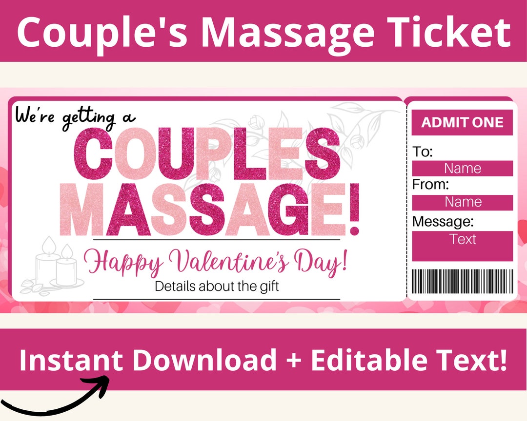 Couples Massage Coupon. Valentines Massage Gift Certificate. Valentines ...