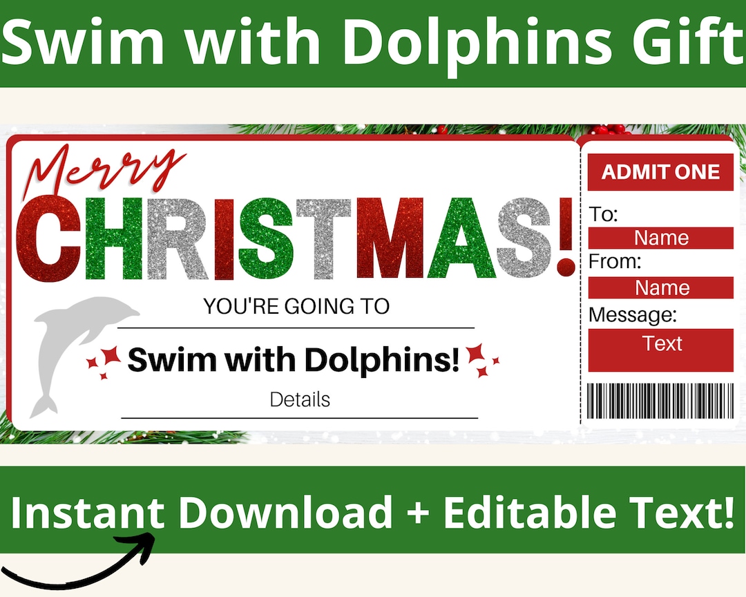 Swimming With Dolphins Gift Ticket. Dolphin Excursion Gift Certificate ...