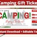 Christmas Camping Gift Ticket. Camp Gifts. Christmas Camper. Printable ...