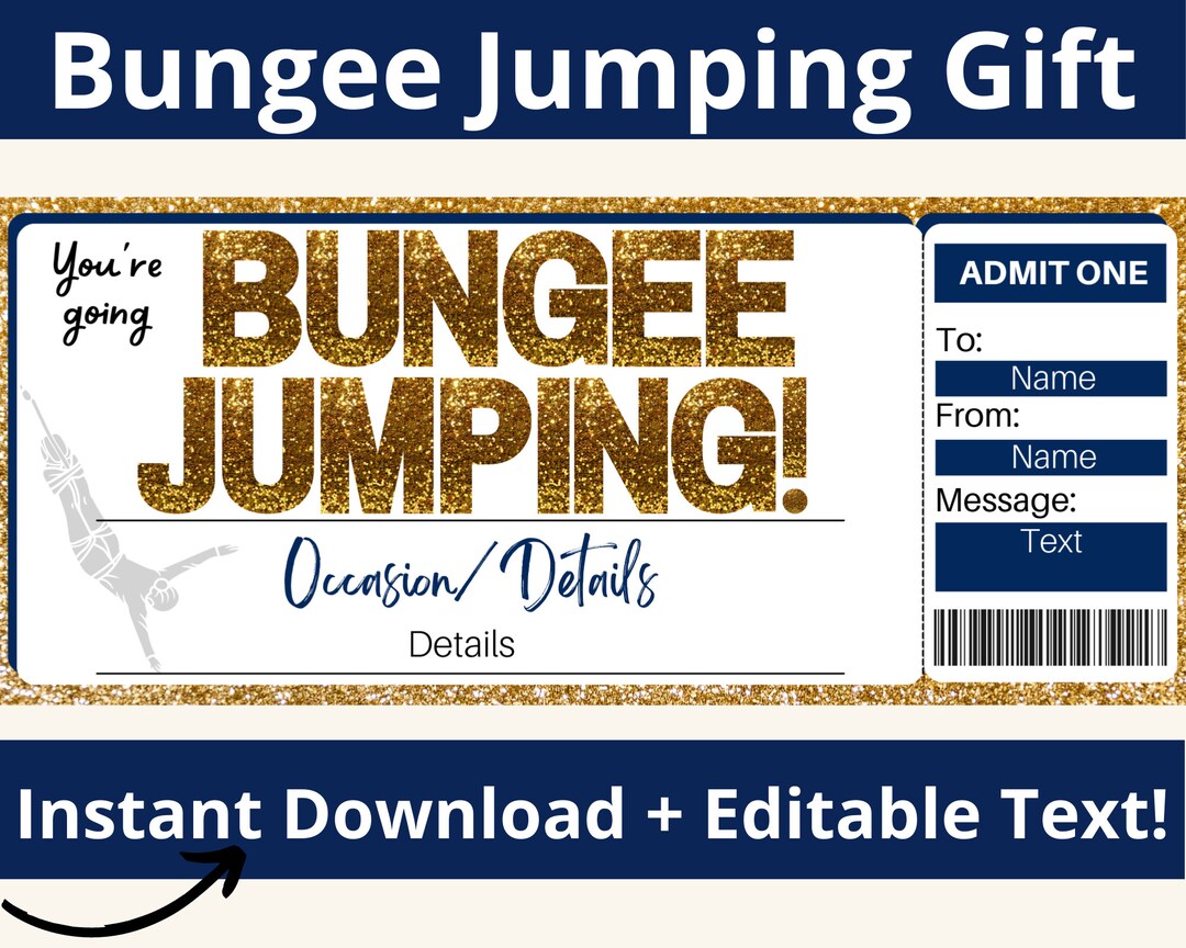 Bungee Jumping Gift Ticket. Bungee Jump Ticket. Bungee Jumping Gift Certificate. Bungee Jumping ...