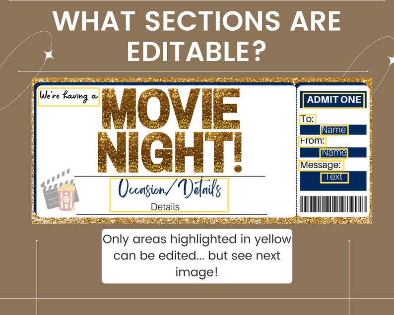 Movie Night Ticket. Movie Night Coupon. Movie Night Kids. - Etsy