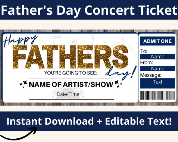 Fathers Day Concert Ticket Gift. Printable Concert Ticket. - Etsy