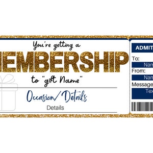 Membership Gift Certificate Template, Printable Subscription Gift ...