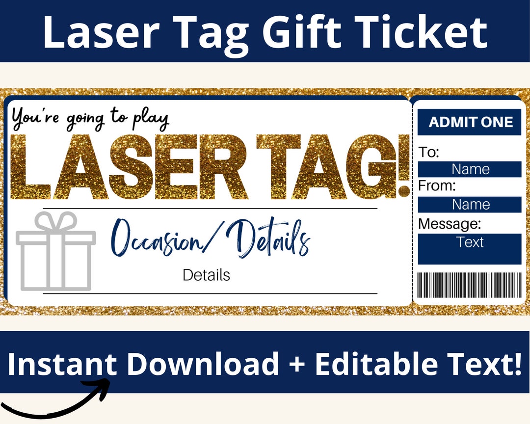 Laser Tag Gift Certificate. Laser Tag Ticket. Laser Tag Invitation ...