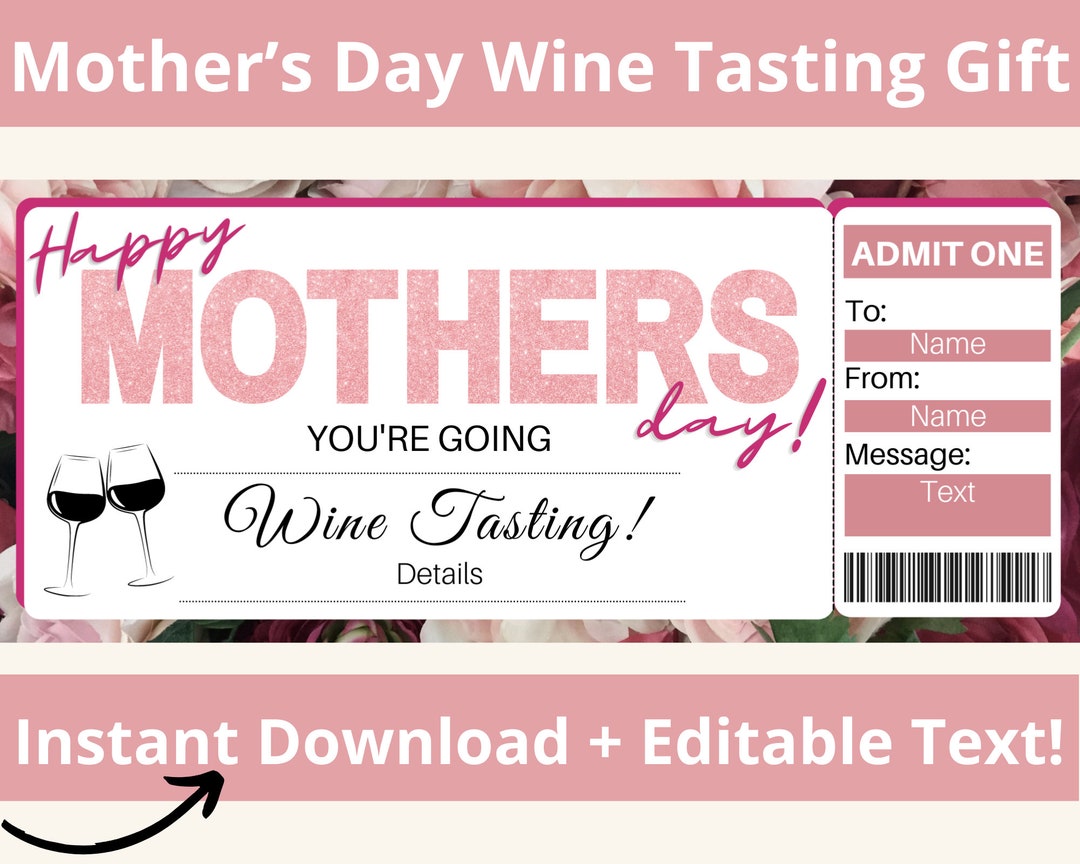 Wine Tasting Gift Ticket. Wine Tasting Invitation. Wine Tasting Ticket ...