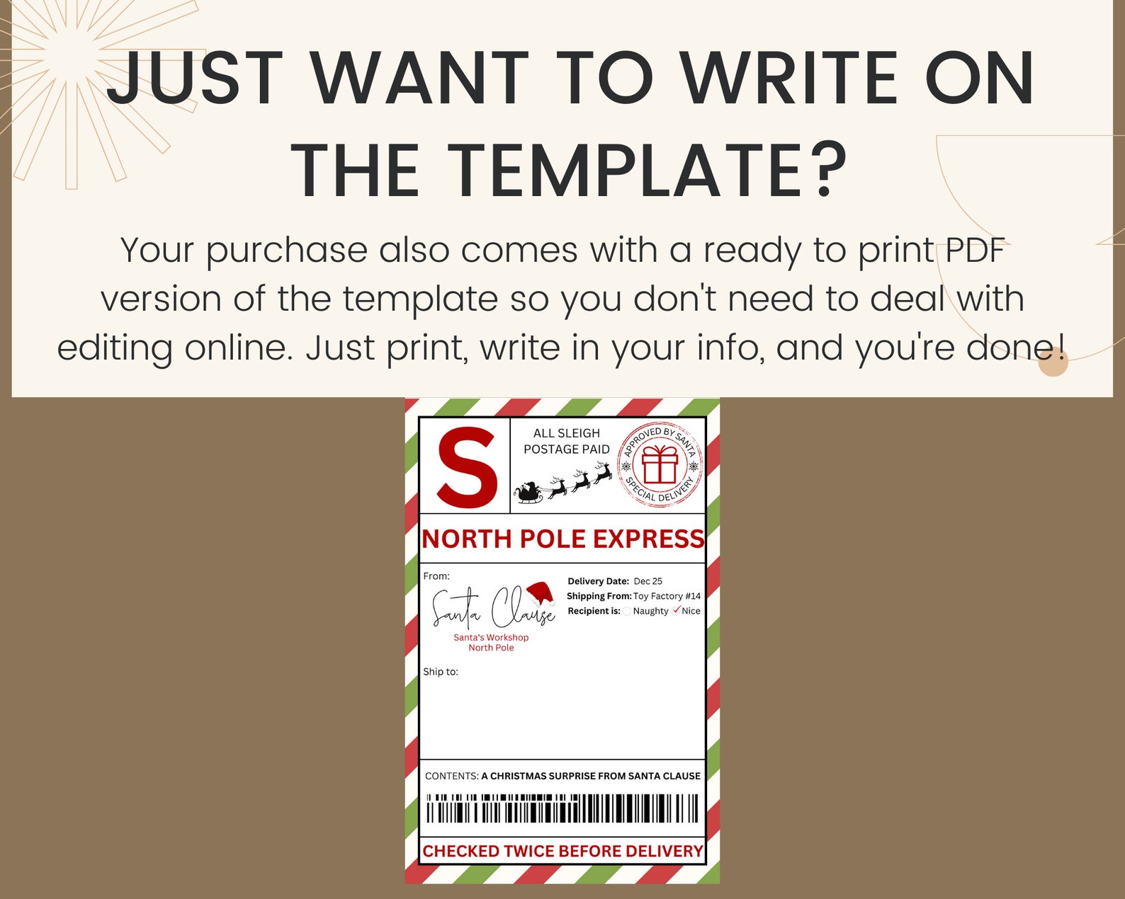 Santa Shipping Label. North Pole Mailing Label. Santa Mail - Etsy