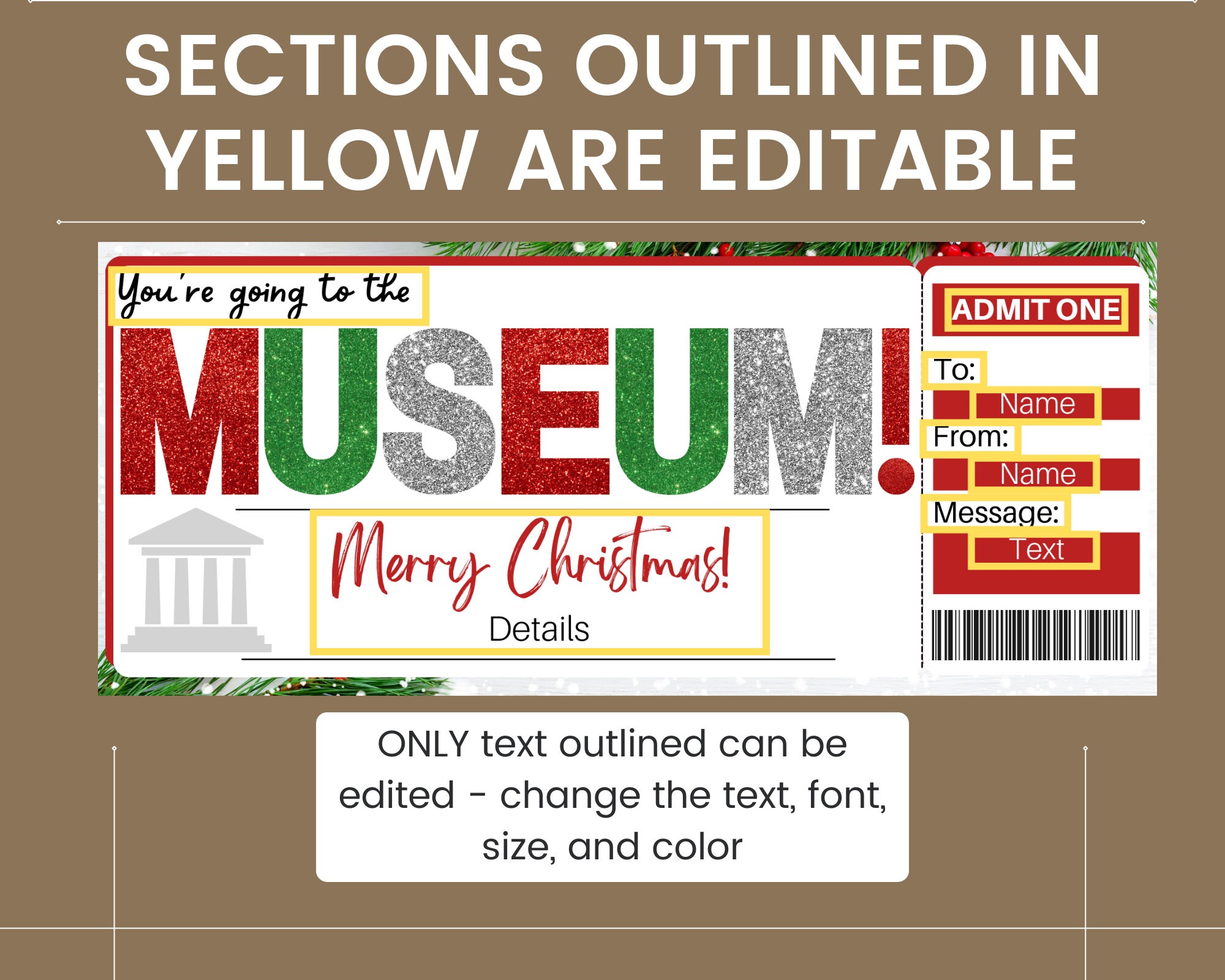 Museum Ticket Template. Museum Gift Certificate. Museum Coupon. Museum ...