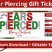 Ear Piercing Gift Certificate. Ears Pierced Ticket. Ear Piercing ...